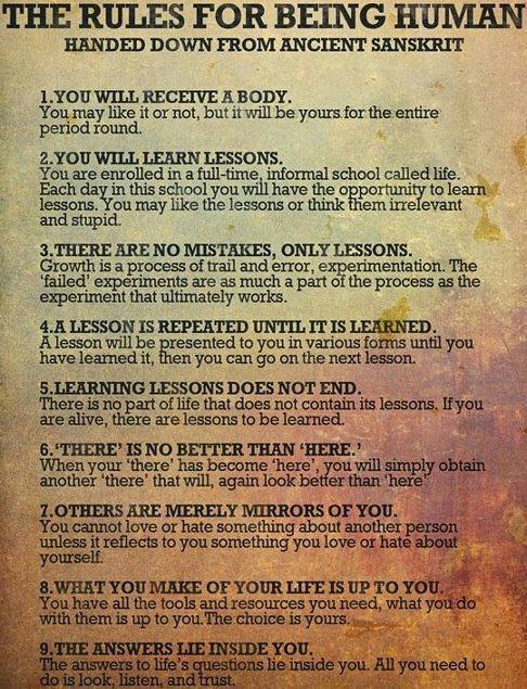 Lessons For Being Human
